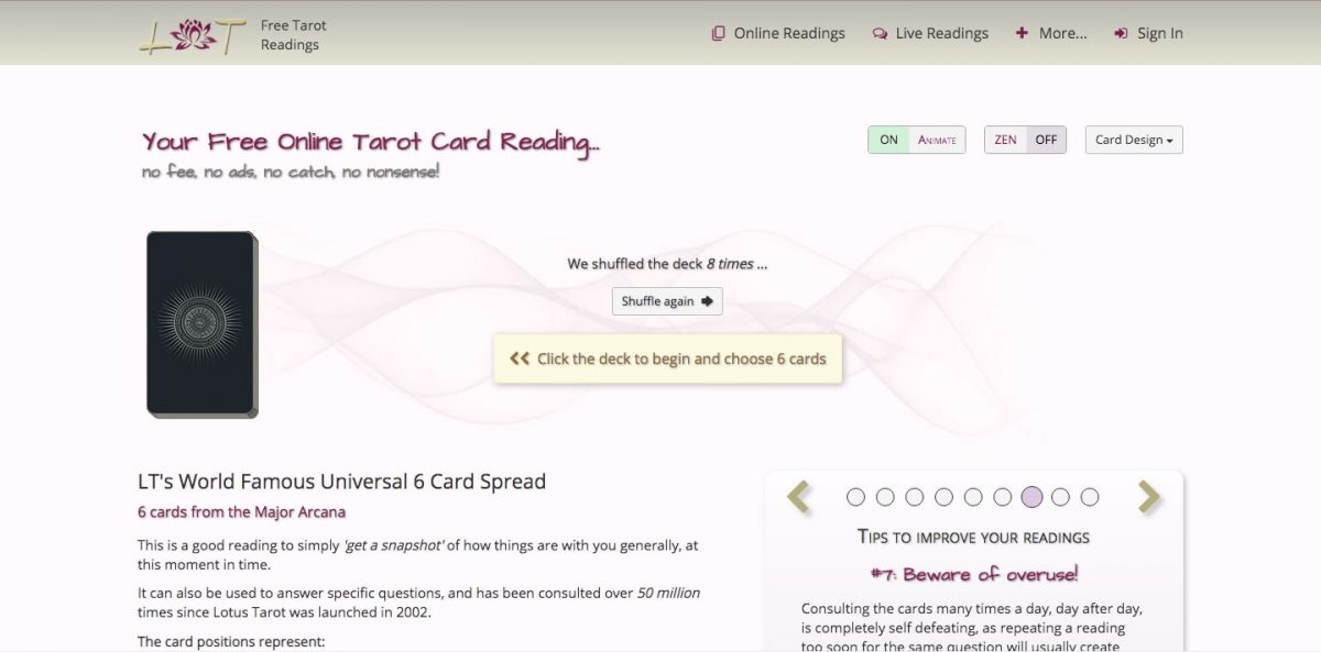 20 Free Tarot Card Reading Websites For Seeing Into Your Future ...